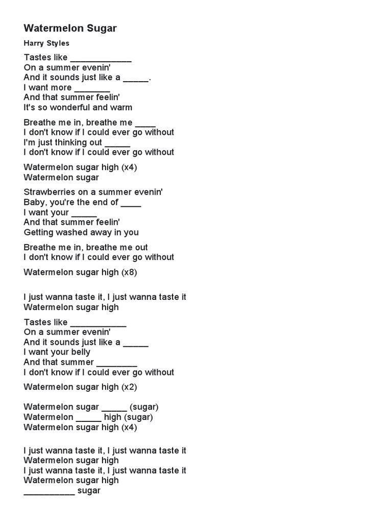 Harry Styles - Watermelon Sugar | PDF