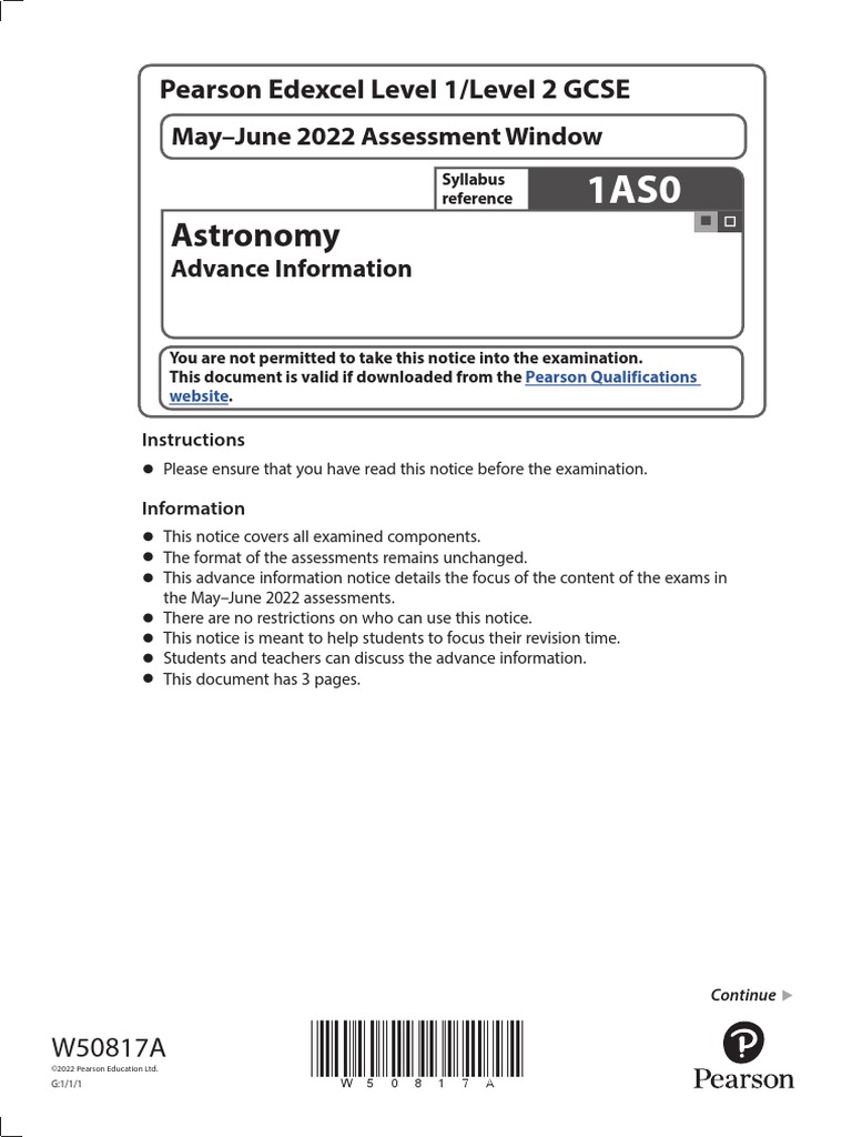 W50817 GCSE Astronomy 1AS0 An Accessible Version | PDF | Educational ...