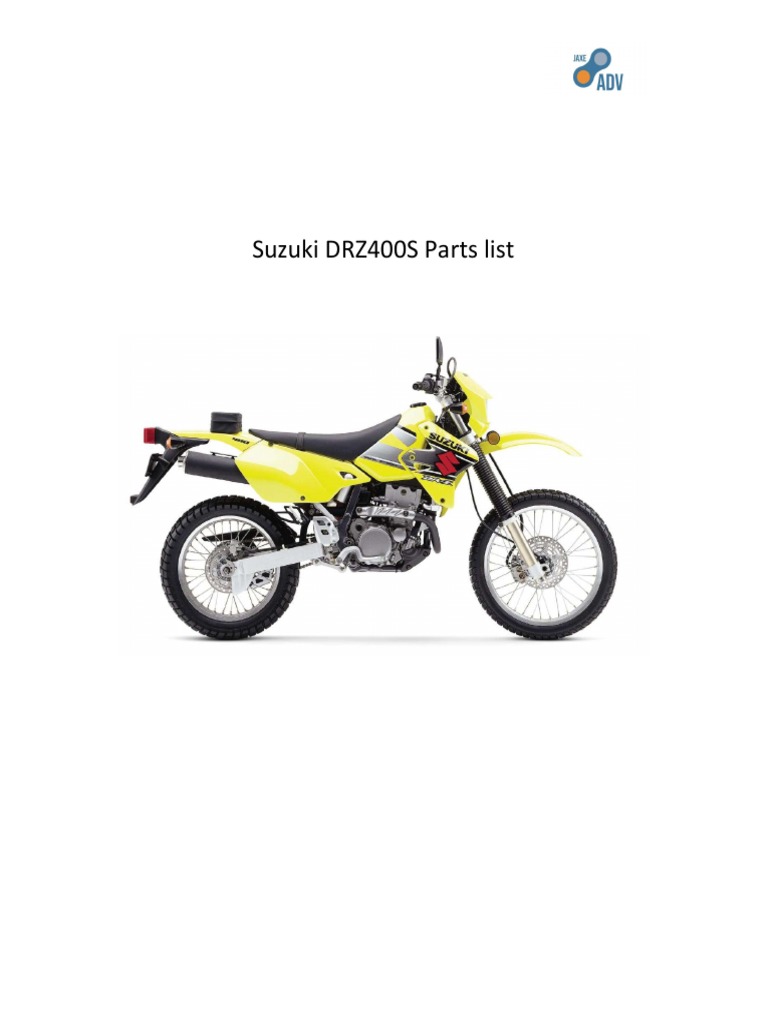 DRZ400S Parts List | PDF | Rotating Machines | Engine Technology
