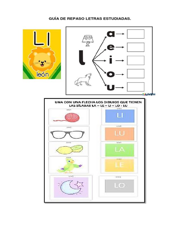 Guía de Repaso Letras Estudiadas | PDF