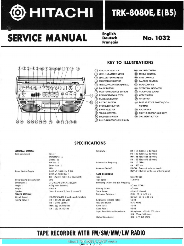 Hitachi Trk-8080e Schematic | PDF