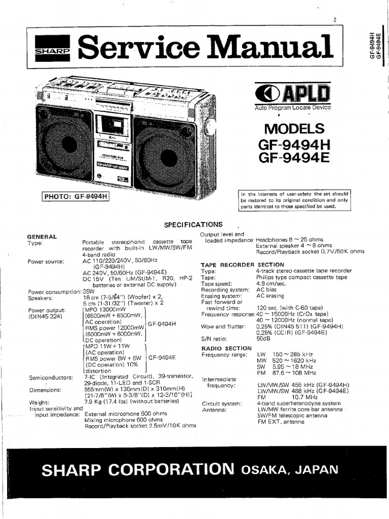 Sharp GF-9494 E SM SHARP EN | PDF