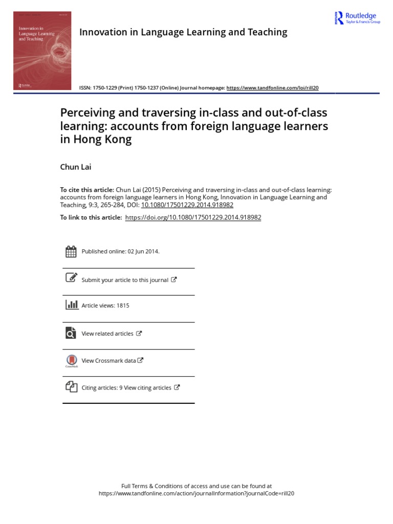 In-Class vs Out-of-Class Language Learning | PDF | Learning | Language ...