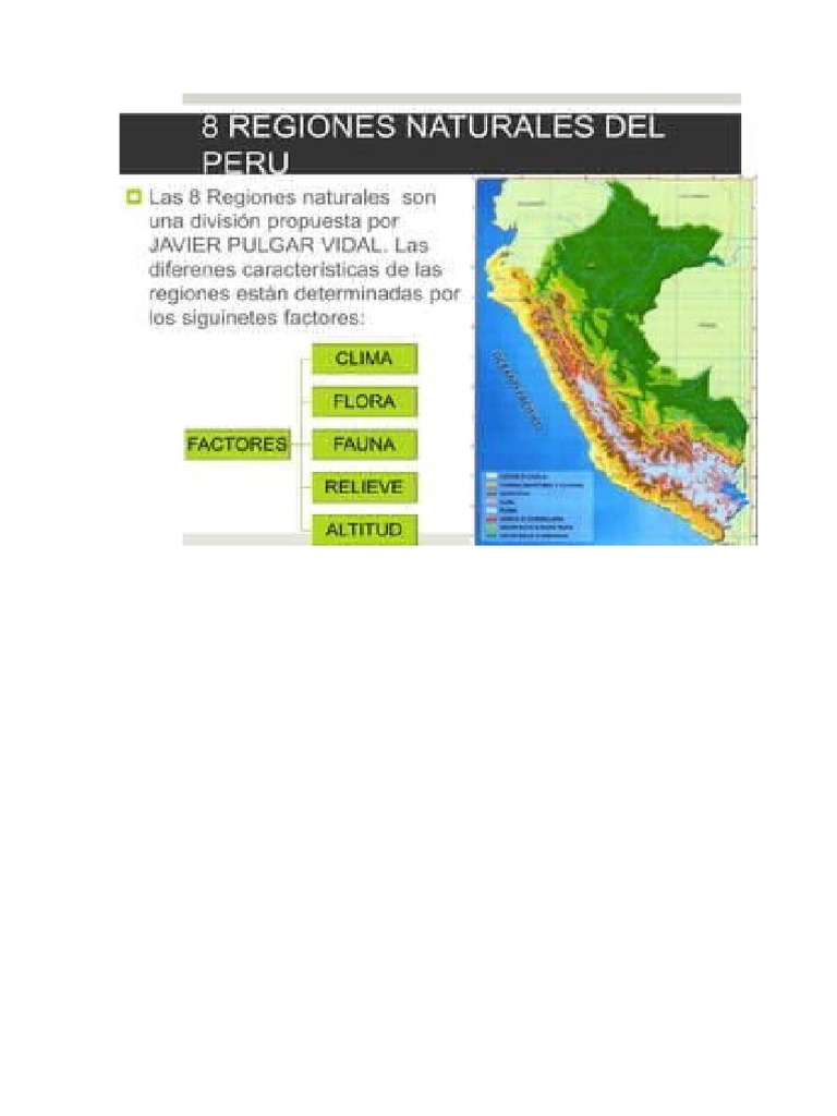 Las 8 Regiones Naturales Del Perú | PDF