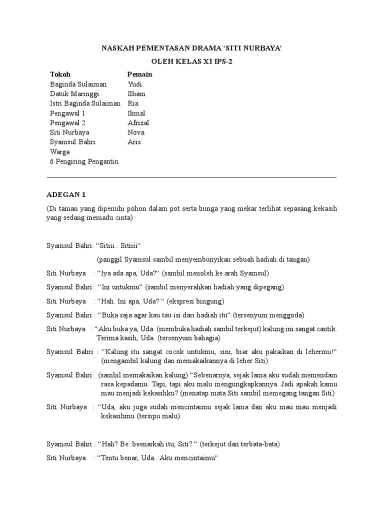 Naskah Drama Siti Nurbaya | PDF