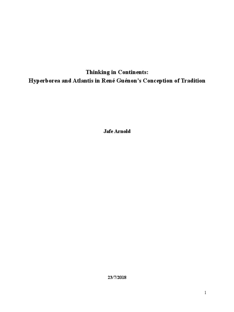 Thinking in Continents: Hyperborea and Atlantis in René Guénon's ...