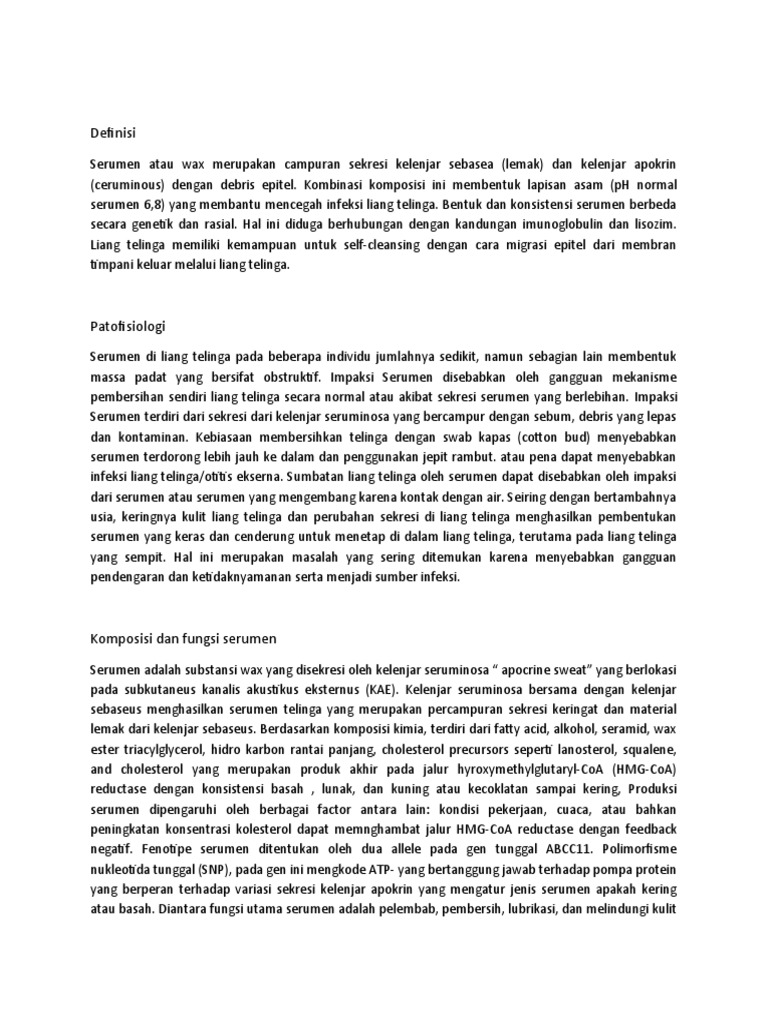 Impaksi Serumen: Penyebab dan Penanganan | PDF