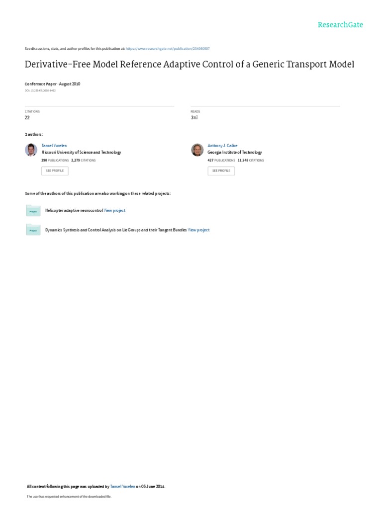 Derivative-Free Model Reference Adaptive Control of A Generic Transport ...