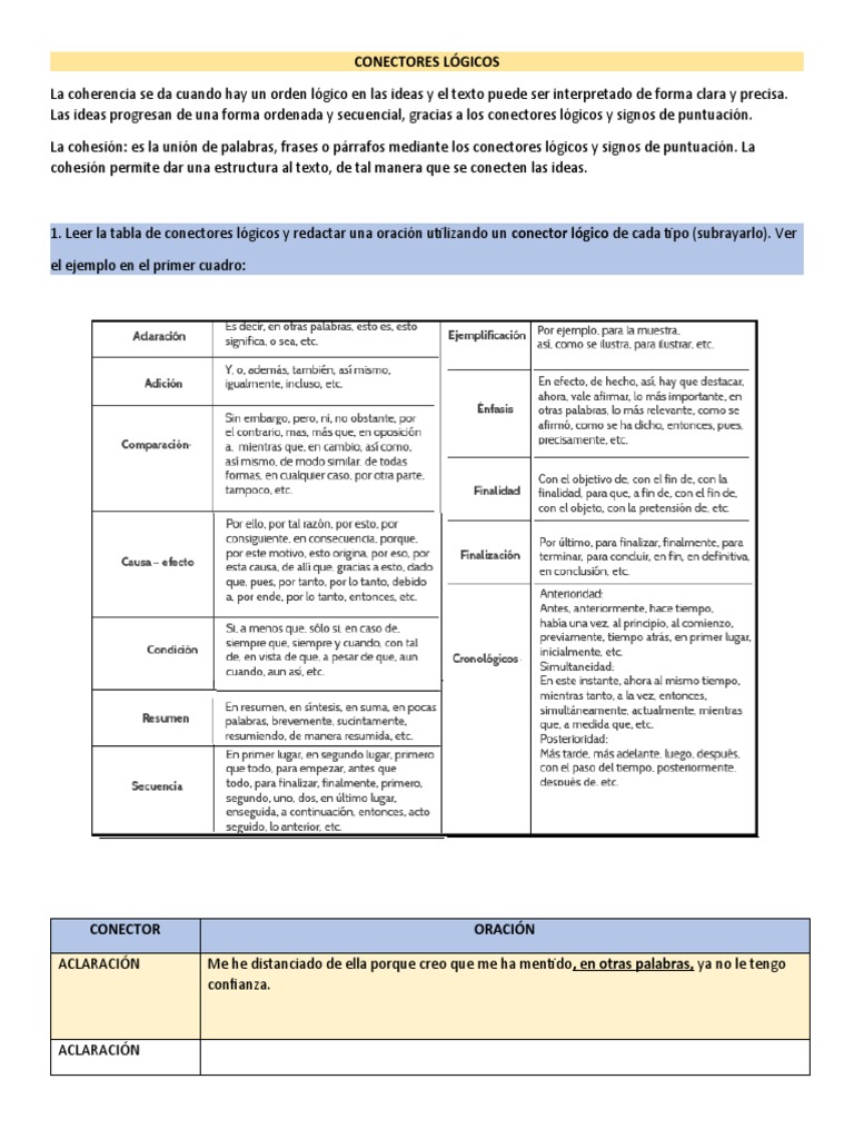 guía CONECTORES LÓGICOS | PDF | Oración (Lingüística)
