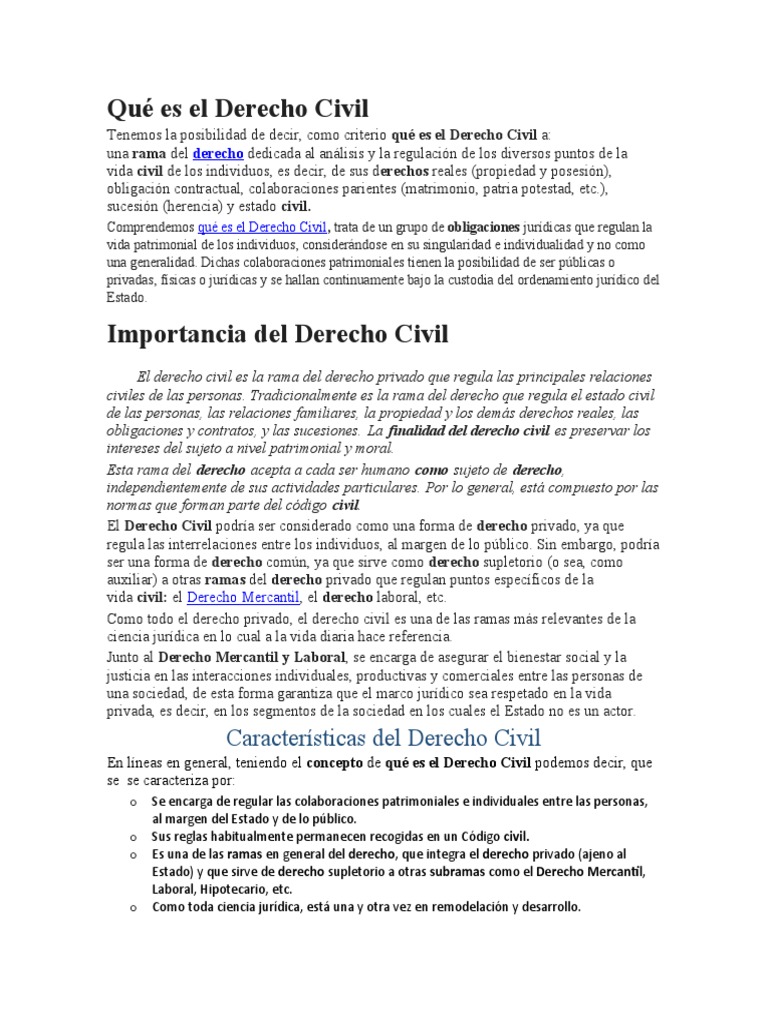 Qué Es El Derecho Civil | PDF | Derecho Civil (Common Law) | Derechos