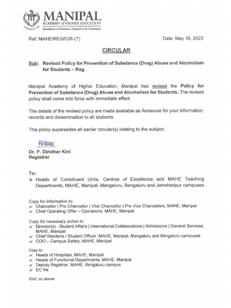 Circular 16052023 Revised Policy Preventionof Substance Drug Abuse ...