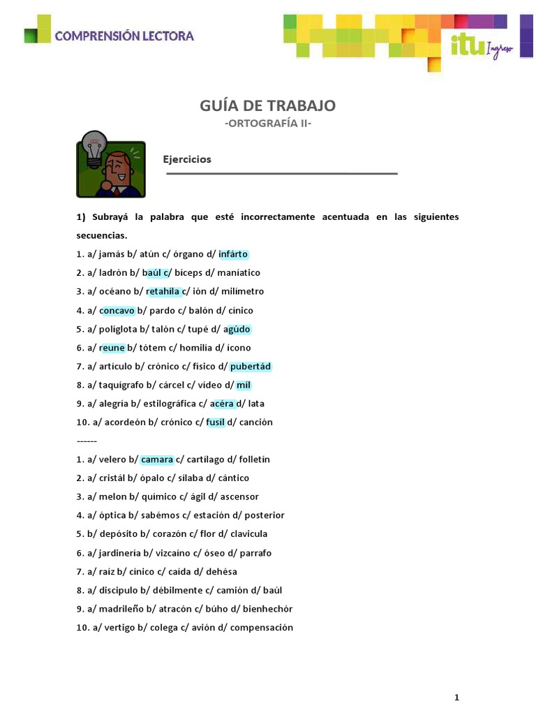 Guía de Trabajo N°2 - Ortografía II - 2022 | PDF