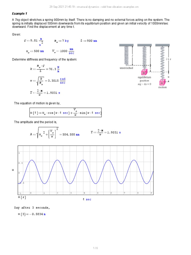 Unit 2 - Examples SDOF Free Undamped Vibration | PDF | Physical ...