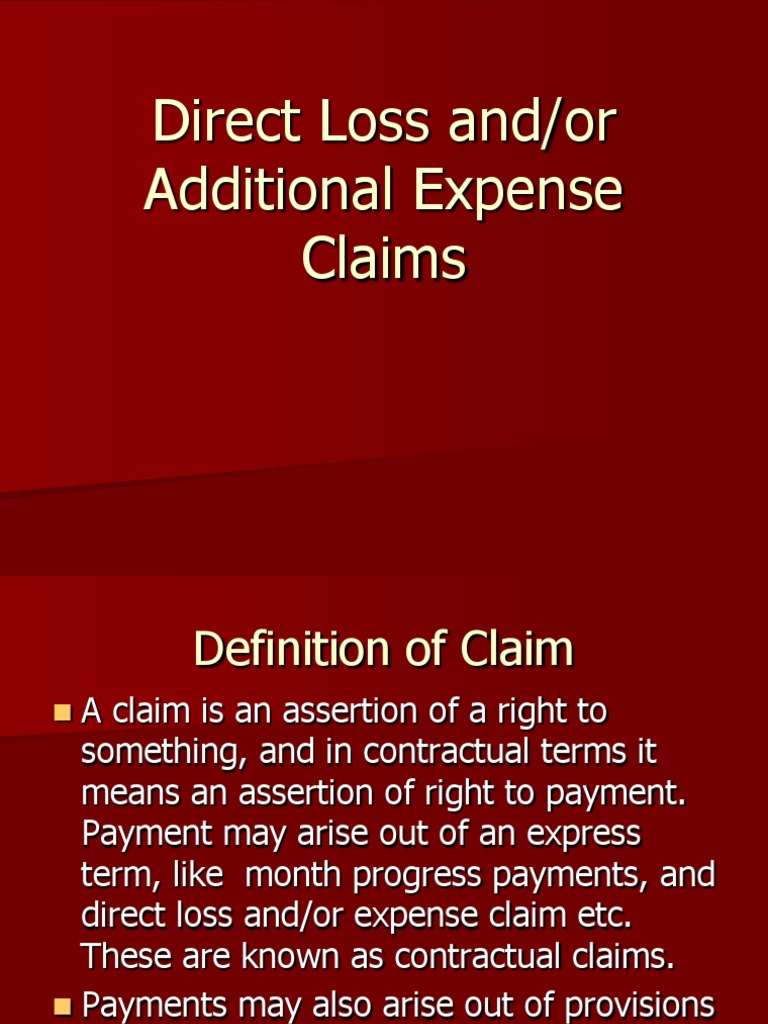 Direct Loss And/or Additional Expense Claims | PDF | Contractual Term ...