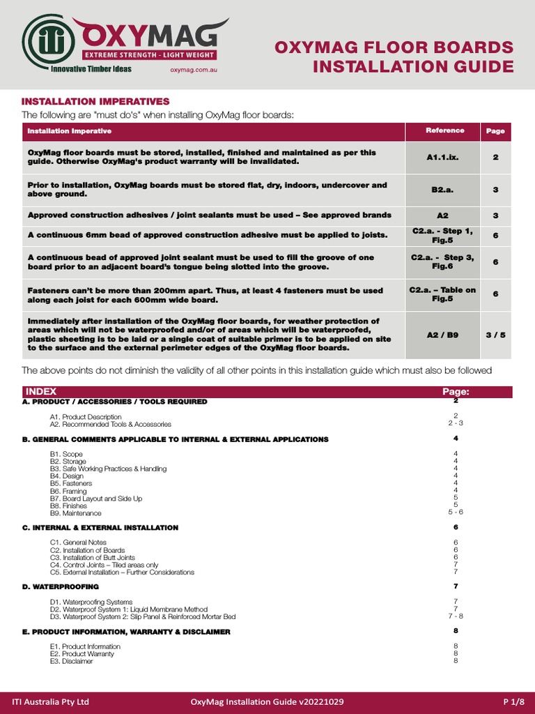 Oxymag Installation Guide V20221029 Pdf Flooring Secondary Sector