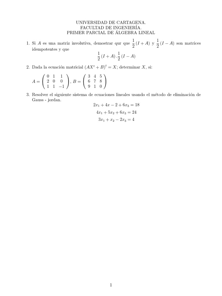 Álgebra Lineal: Matrices y Sistemas | PDF