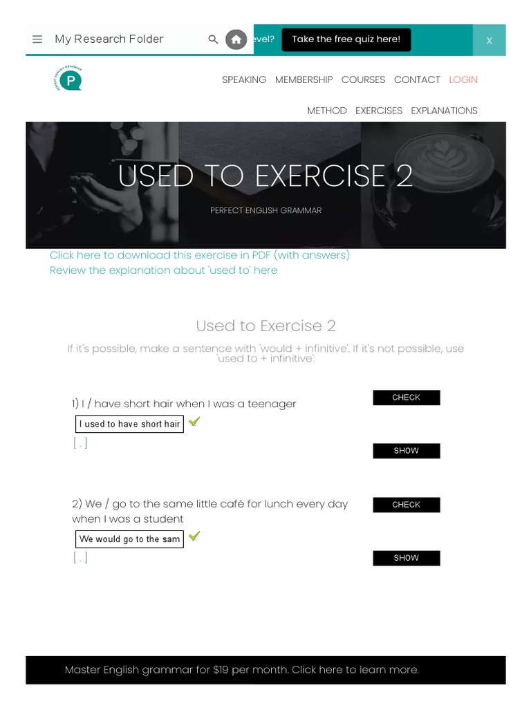 Used To Exercise 2 | PDF | Linguistics