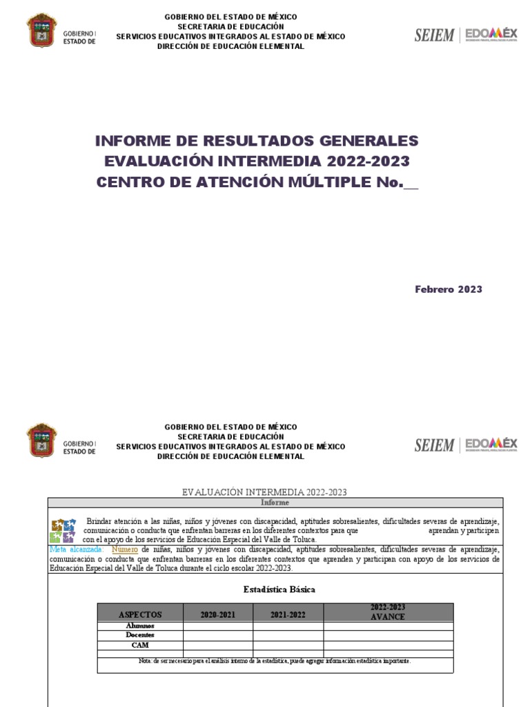 Formato de Informe Semestral CAM 2022-2023 | PDF | Educación de la ...