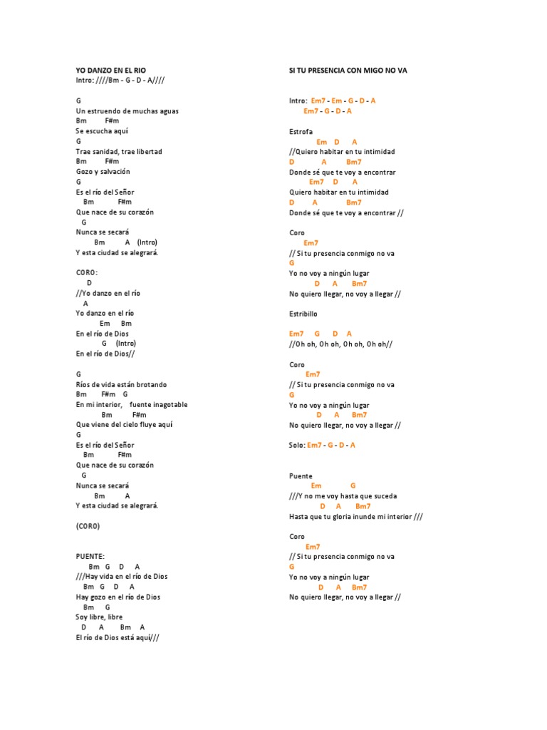 Acordes Yo Danzo en El Rio | PDF