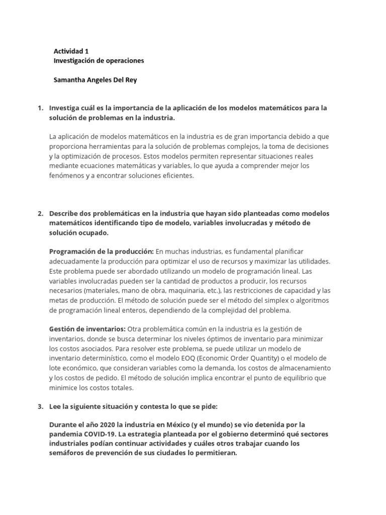 Actividad 1 | PDF | Programación lineal | Inventario