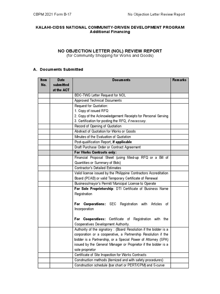 CBPM 2021 Form B 17 NOL Review Report | PDF | Sole Proprietorship ...