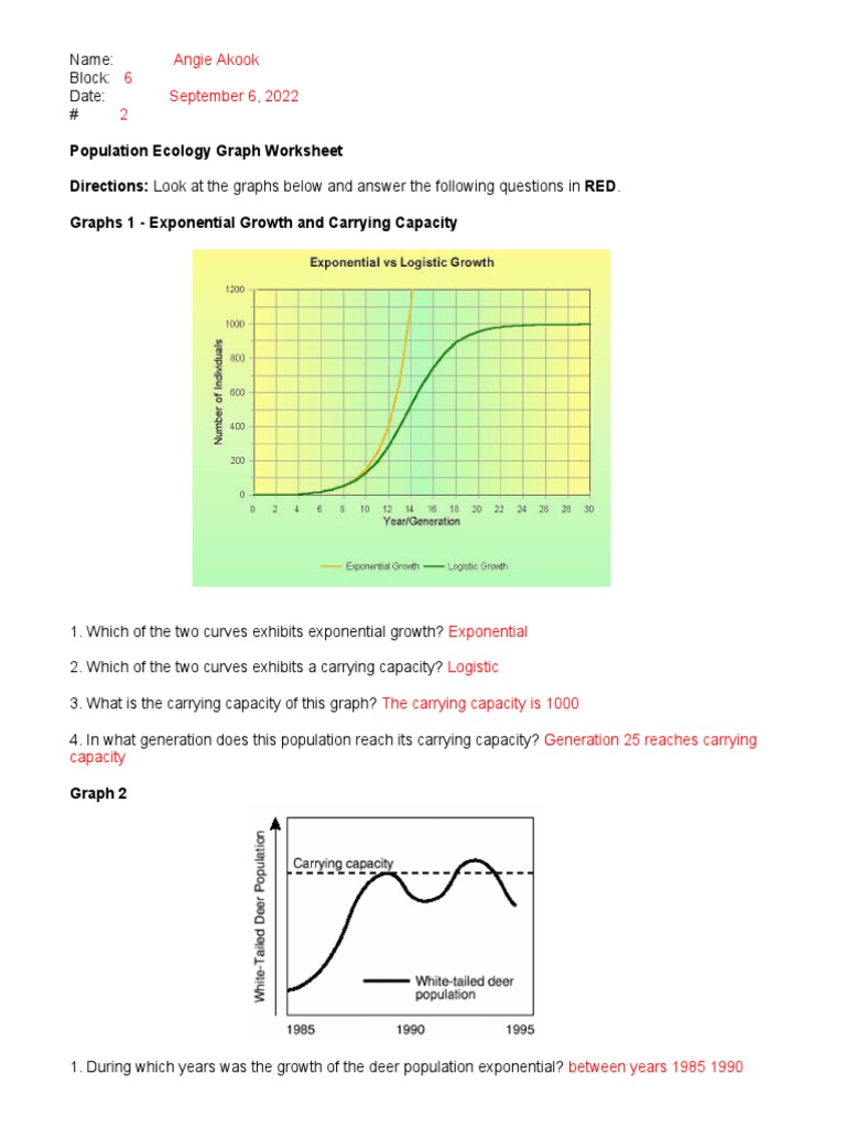 Exponential - Logistic - Carrying - Capacity Graphing Biology | PDF ...