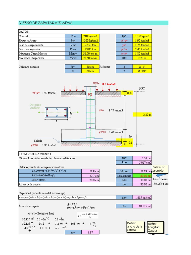 Diseño Zapata (Aisladas, Centrada, Excentrica, Esquinada) y Platea de ...