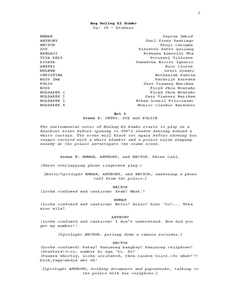 Ang Huling El Bimbo Script | PDF