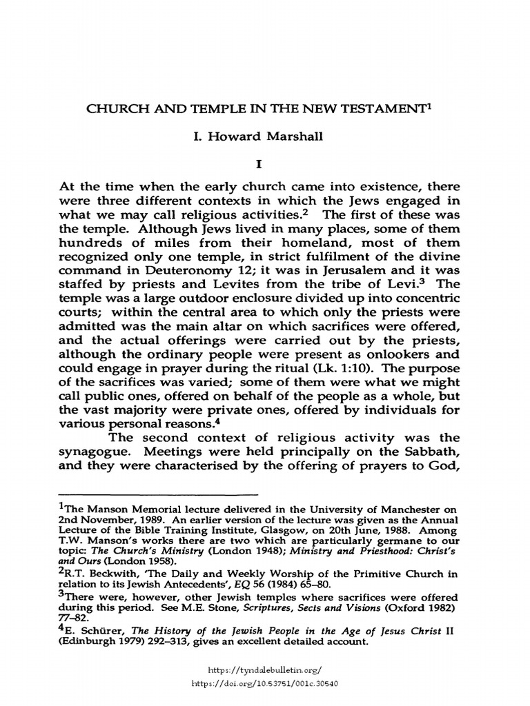 Church and Temple in the New Testament | PDF | Jesus | Korban