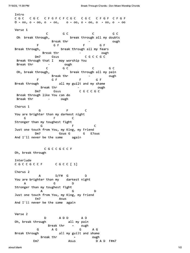 Break Through Chords - Don Moen Worship Chords | PDF