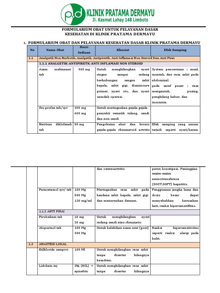 Contoh Formularium Klinik | PDF