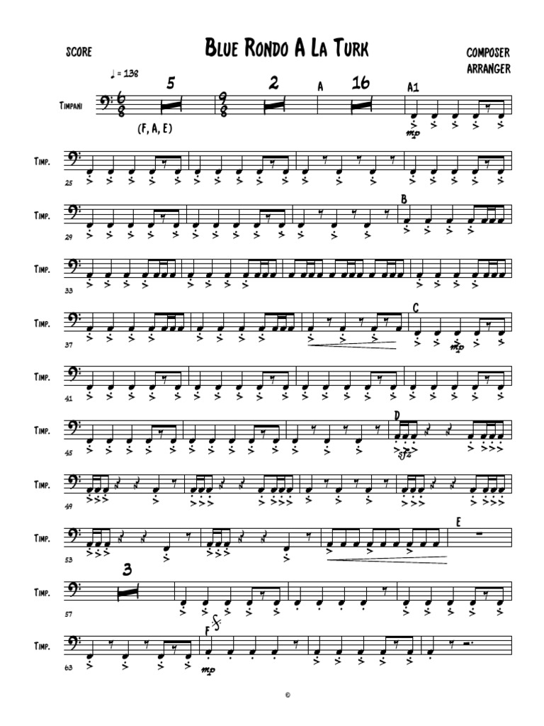 Timpani Score for Blue Rondo A La Turk | PDF