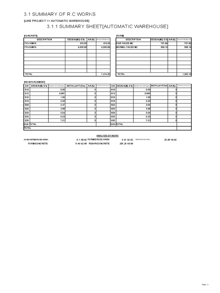 Calculation Note (R.C Work) Automatic Warehouse | PDF | Real Estate ...