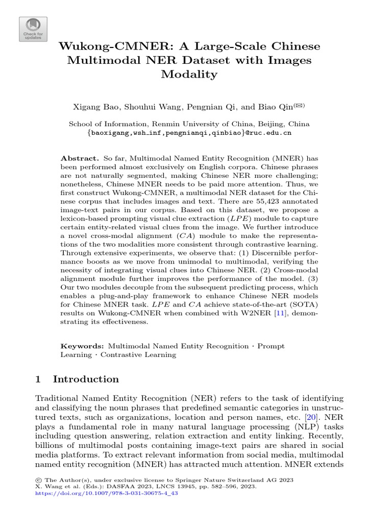 Wukong-CMNER: A Large-Scale Chinese Multimodal NER Dataset With Images ...
