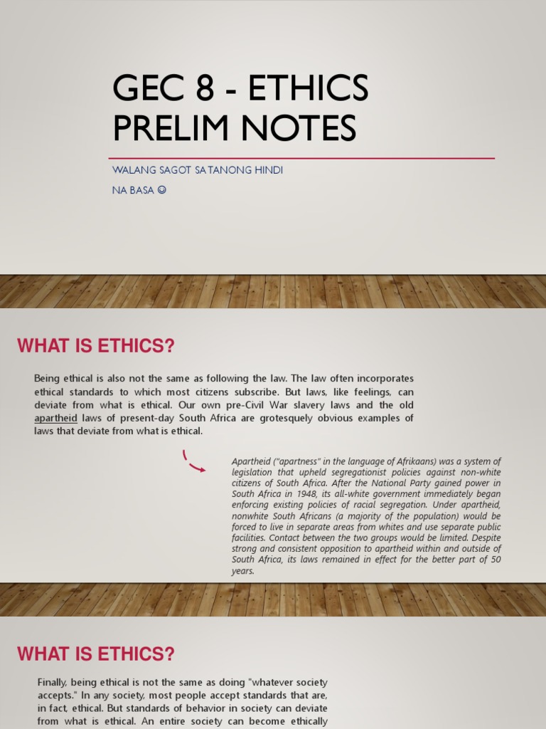 Gec 8 Prelim Notes | PDF | Morality | Applied Ethics