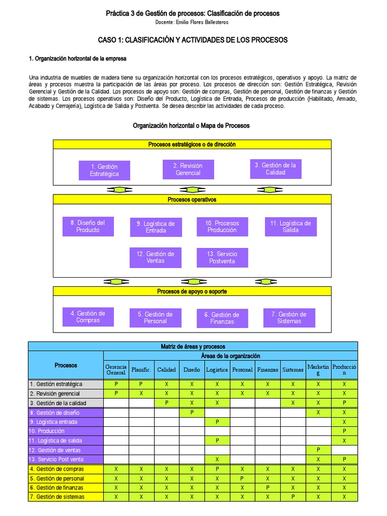 Práctica 3 Clasificación de Procesos | PDF | Marketing | Logística