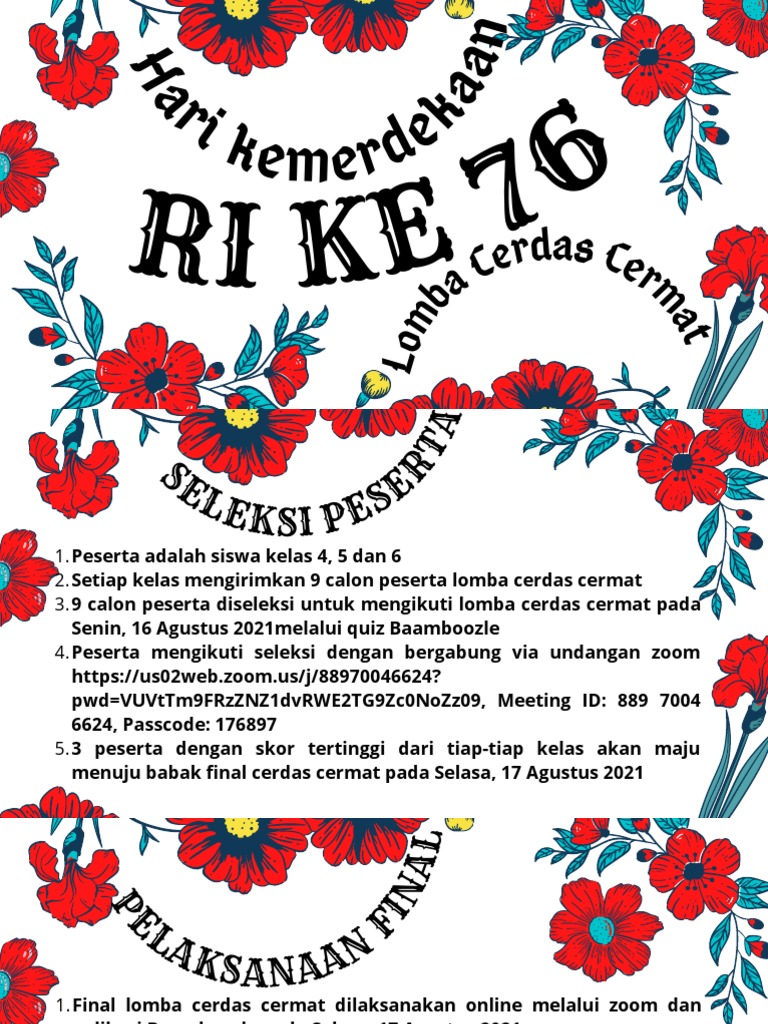 Juknis Lomba Cerdas Cermat Kemerdekaan Ri Ke 76 | PDF