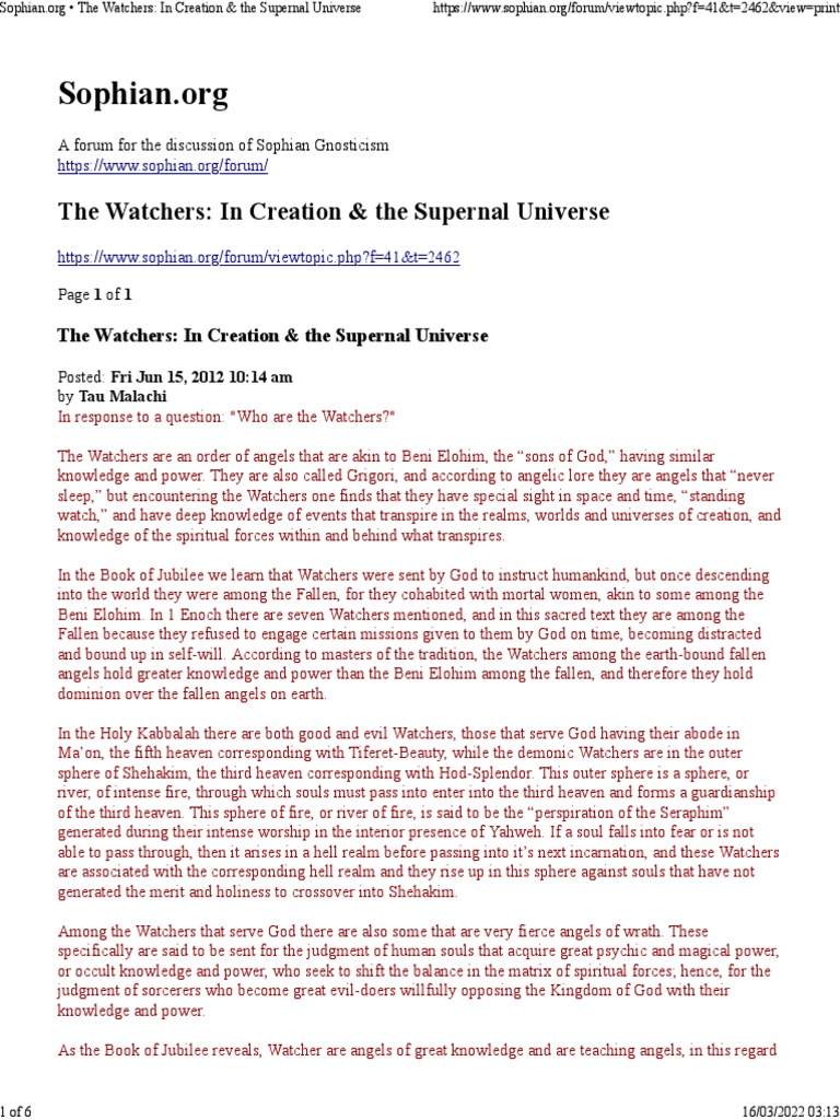 Understanding the Watchers in Gnosticism | PDF | Watcher (Angel) | Angel