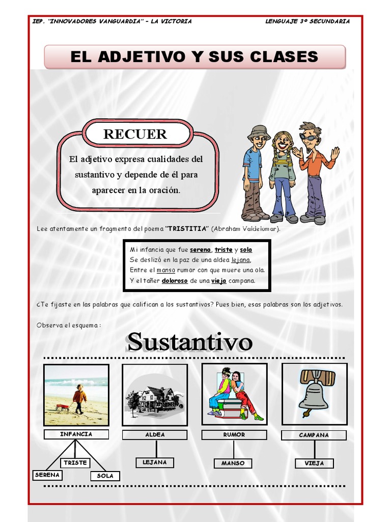 El Adjetivo y Sus Clases | PDF | Adjetivo | Sintaxis