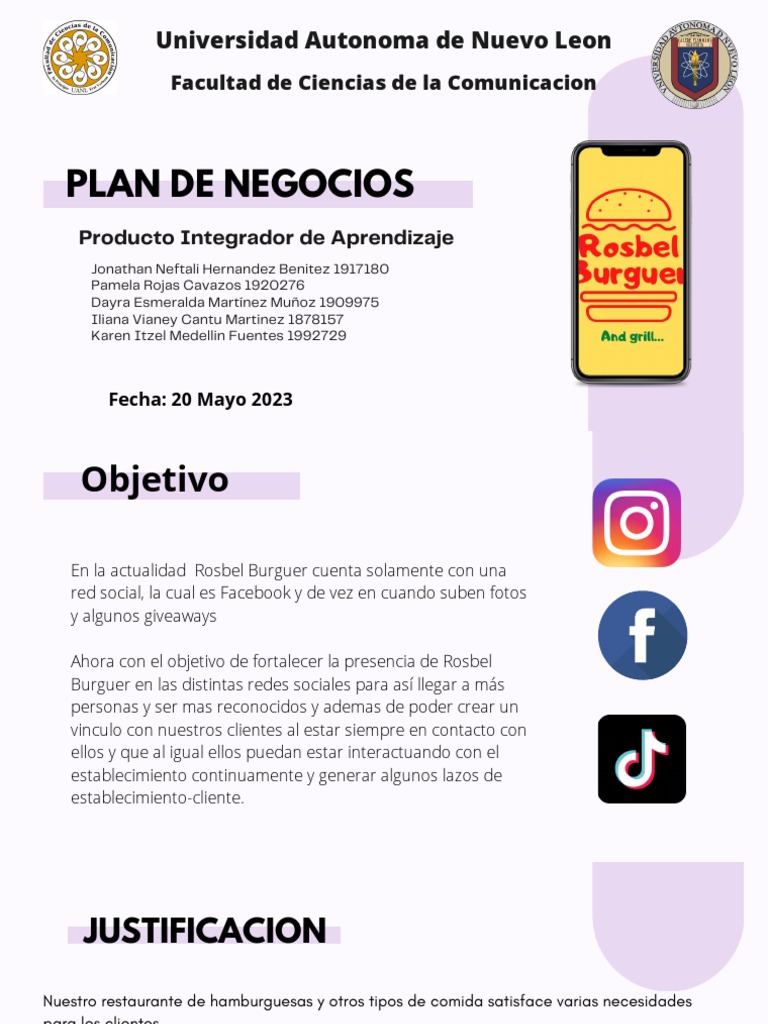 PIA-Plan de Negocios | PDF | Hamburguesas | Alimentos