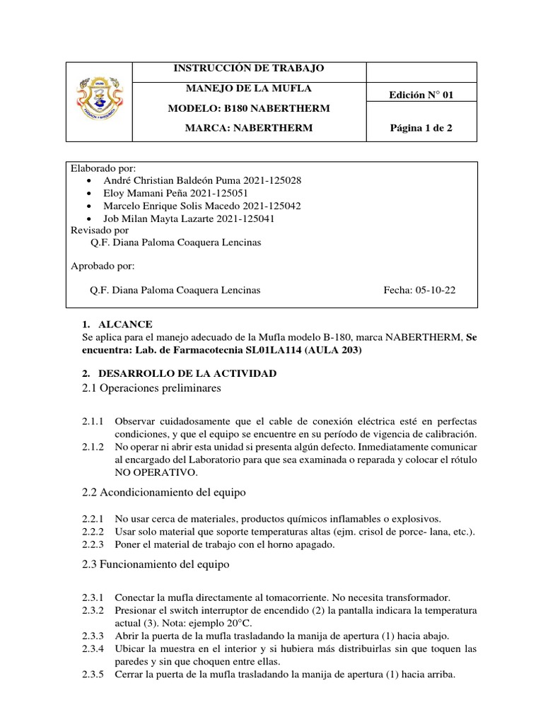 Instructivo de La Mufla | PDF | Ciencias fisicas | Química
