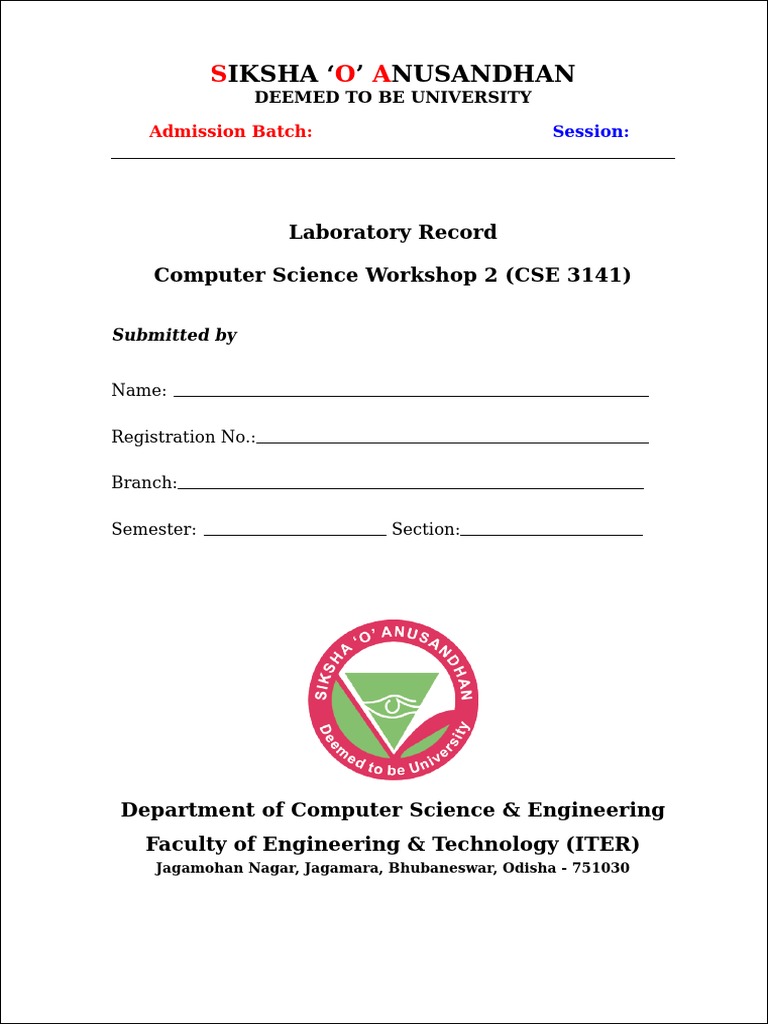 Lab Record Format Pdf