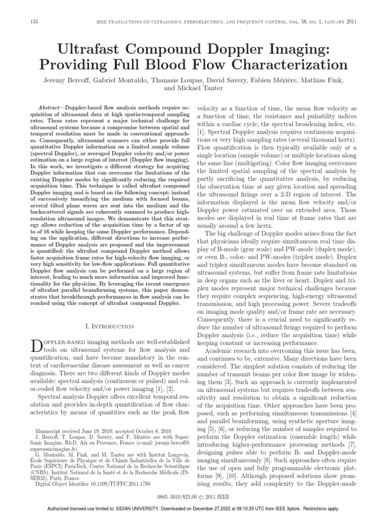 Ultrafast Doppler Imaging Advances | PDF | Medical Ultrasound | Signal ...
