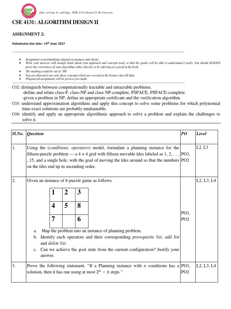 Assignment 2 Cse 4131 Pdf Computational Complexity Theory Time Complexity