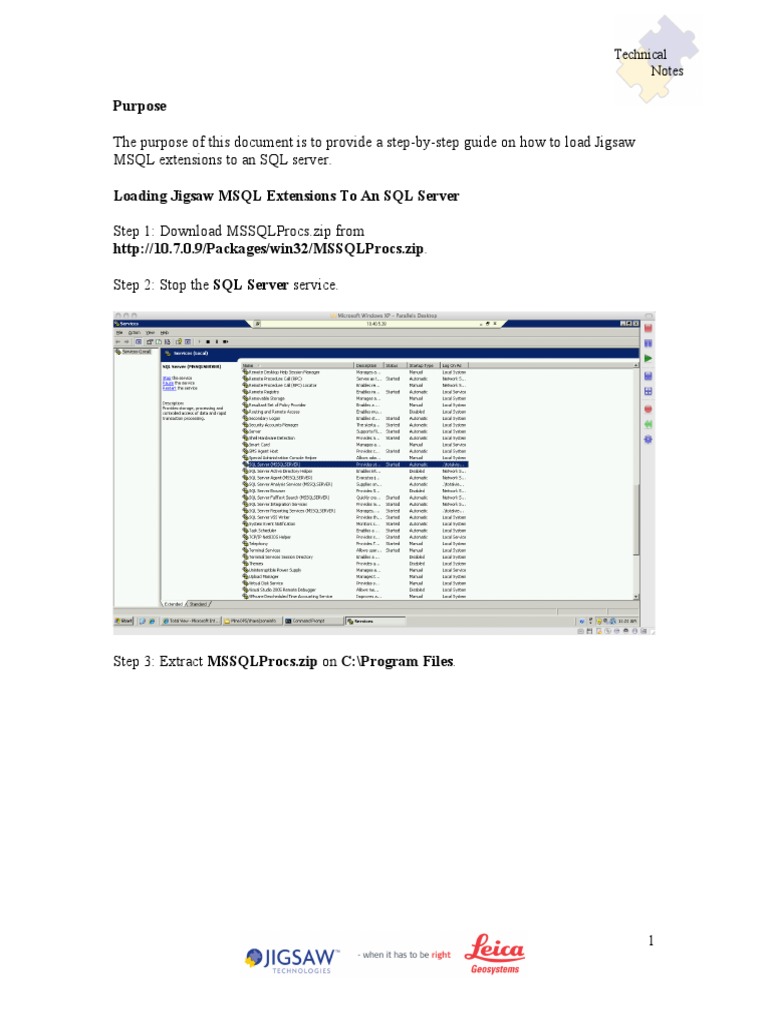 Jview TechnicalNote en v1 LoadingJigsawMSQLExtensionsToAnSQLServer | PDF | Microsoft Sql Server ...