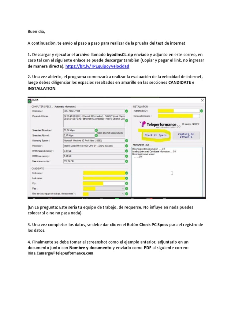 Oficial - Instructivo Test de Internet Teleperformance | PDF ...