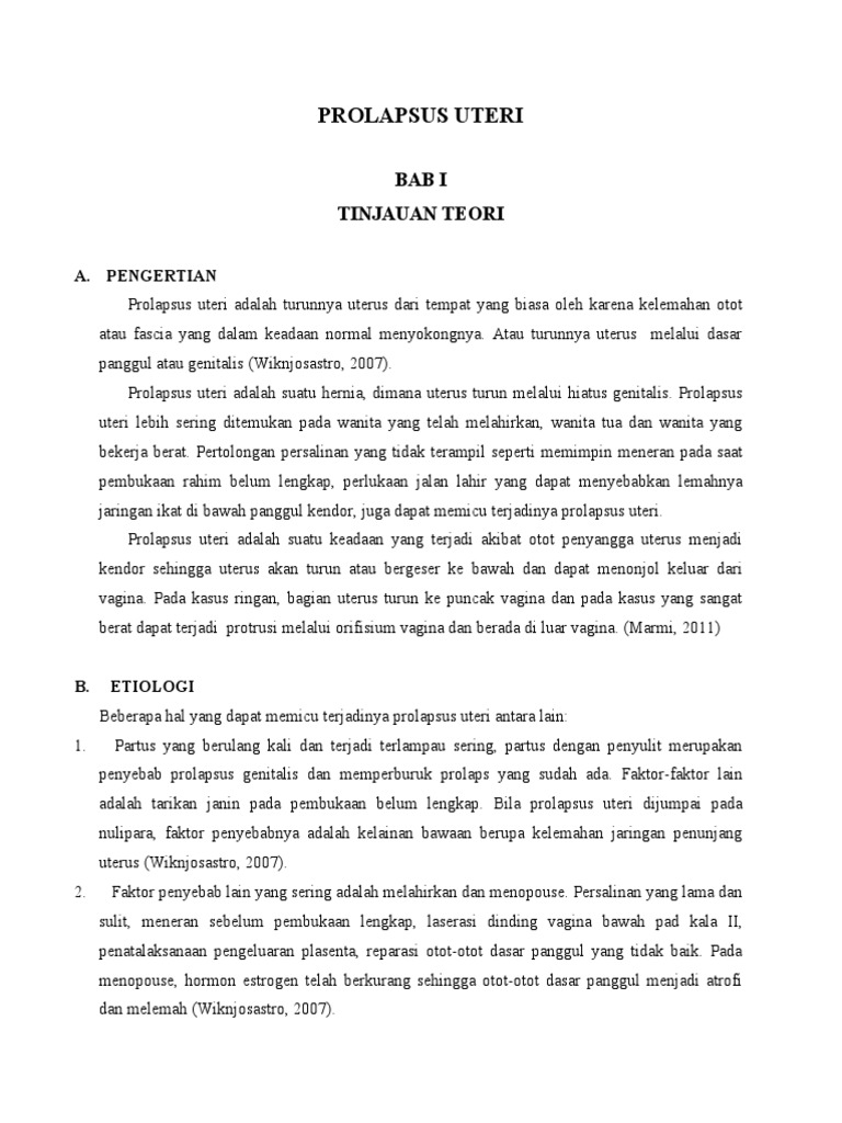 Prolapsus Uteri: Penyebab dan Gejala | PDF | Kesehatan Holistik | Sains ...
