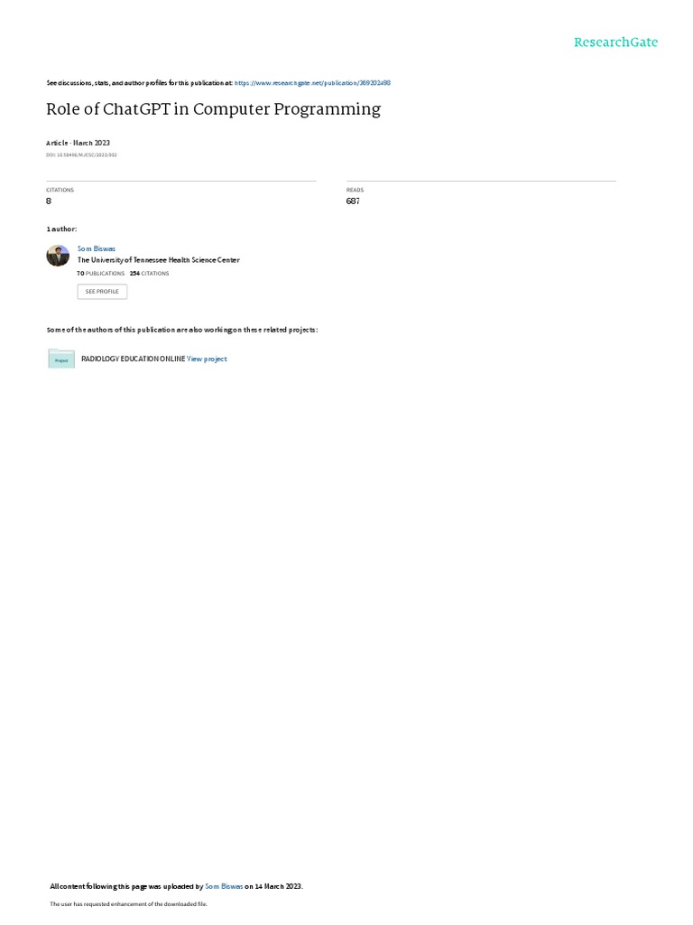 Role of Chat GPT in Computer Programming | PDF | Computer Programming | Program Optimization