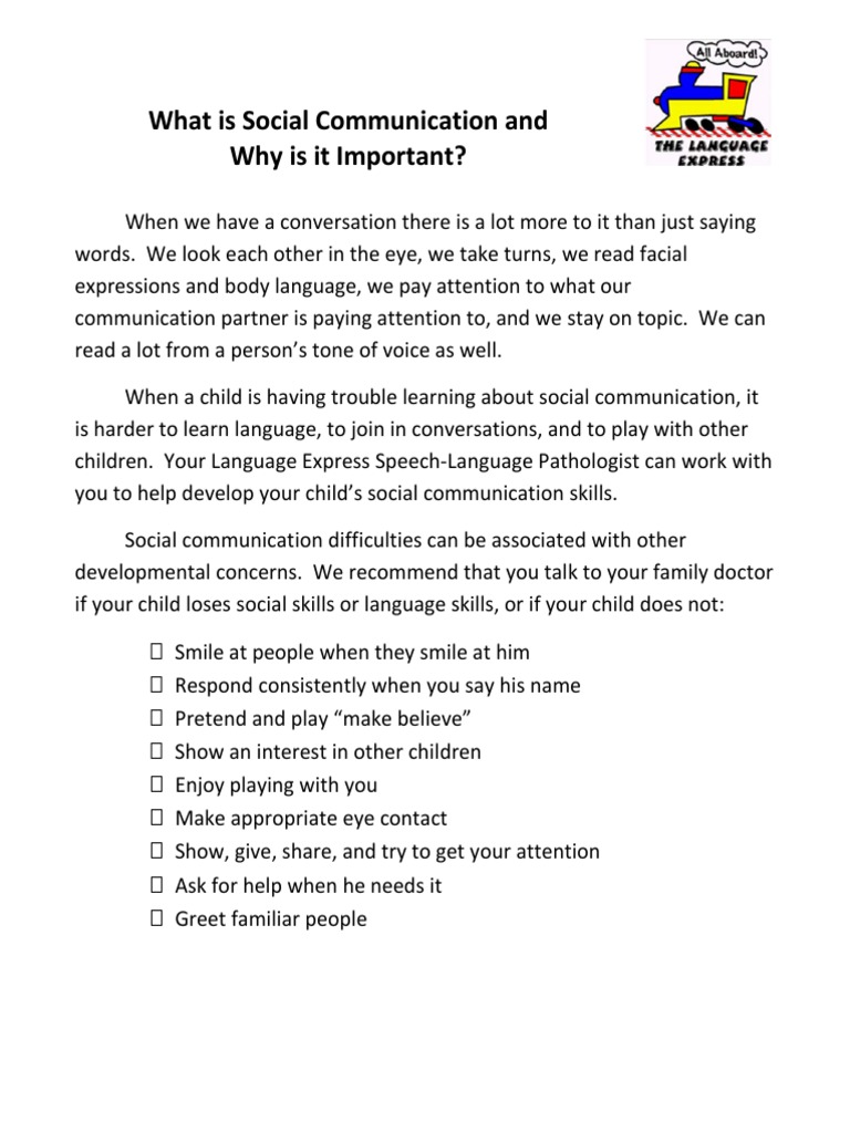 Social Communication Information Sheet | PDF | Communication | Conversation