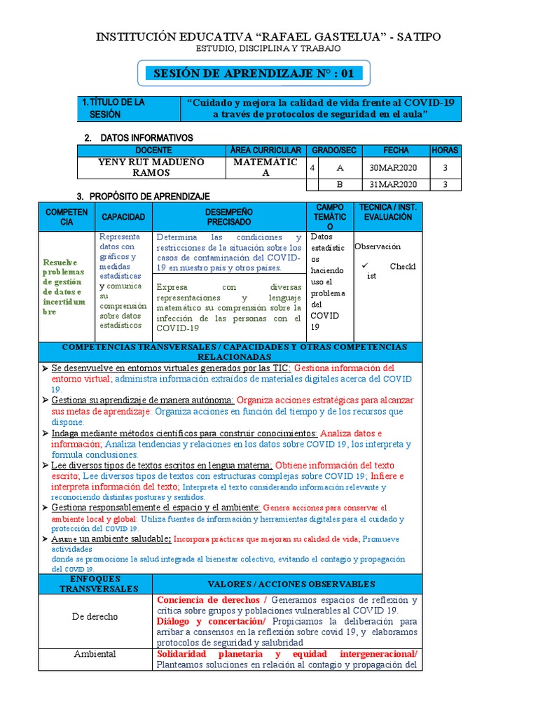 Sesión de Aprendizaje 2020 | PDF | Aprendizaje | Información